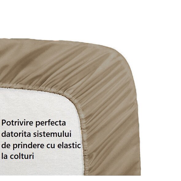 Cearsaf de pat cu elastic, Maro, 200 X 190 - eMAG.ro