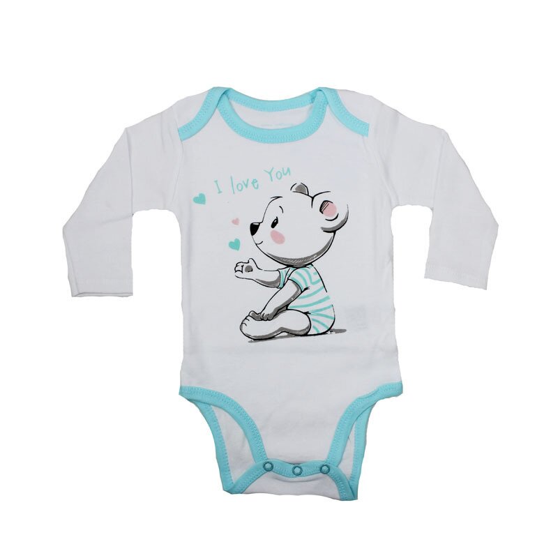 Body maneca lunga, I love you, alb 86 cm - eMAG.ro