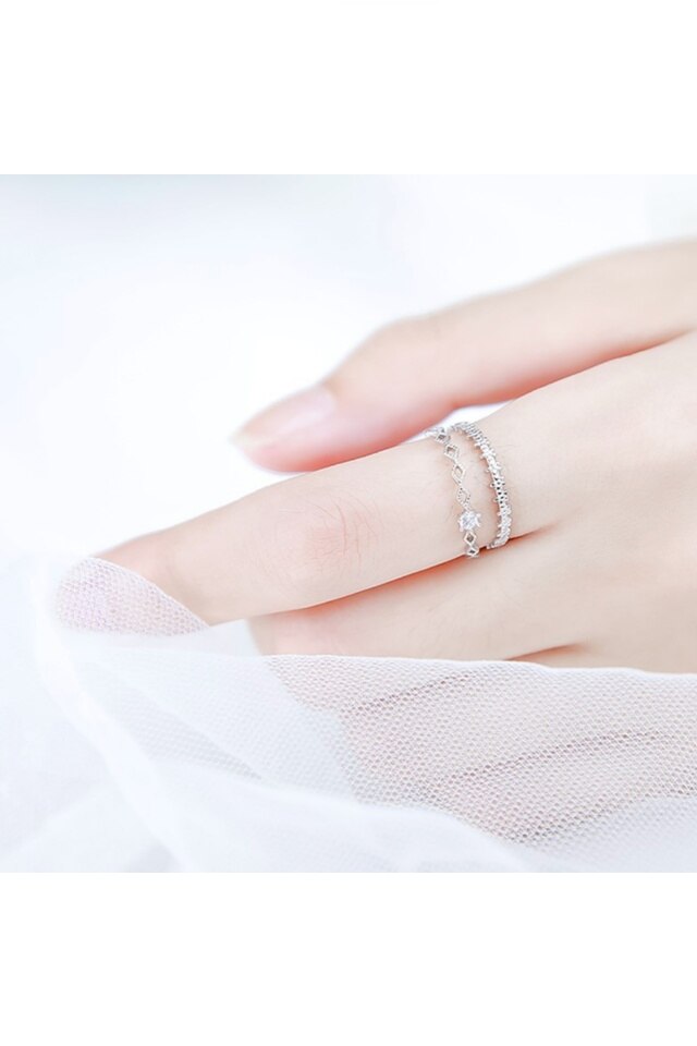 Inel din argint 925 Delicate dublu cu piatra de zirconiu, masura ...