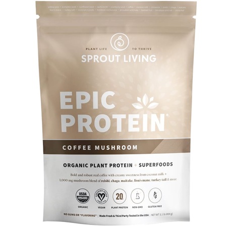 Веган протеин на прах с кафе и гъби, Epic Protein, 100% натурален, Еко ...
