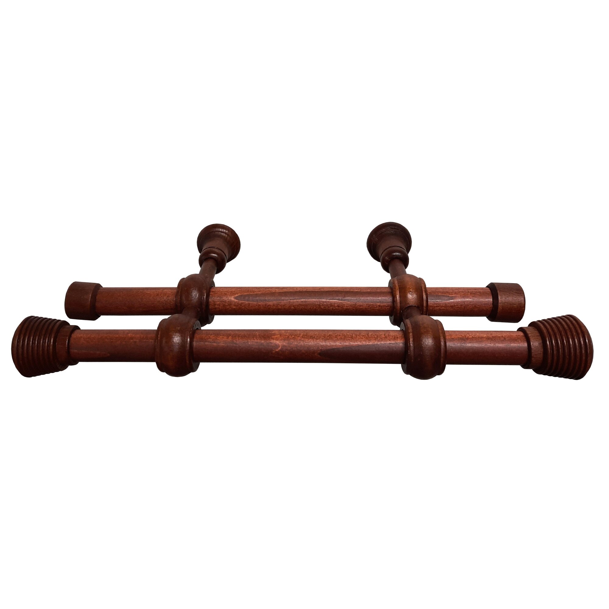 Galerie lemn dubla 200 cm, D28, teck, cu suport reglabil si aquillon ...