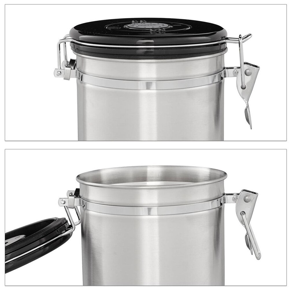 Recipient cafea Relaxdays, capac ermetic, cu data reglabila, inox, 1900 ...