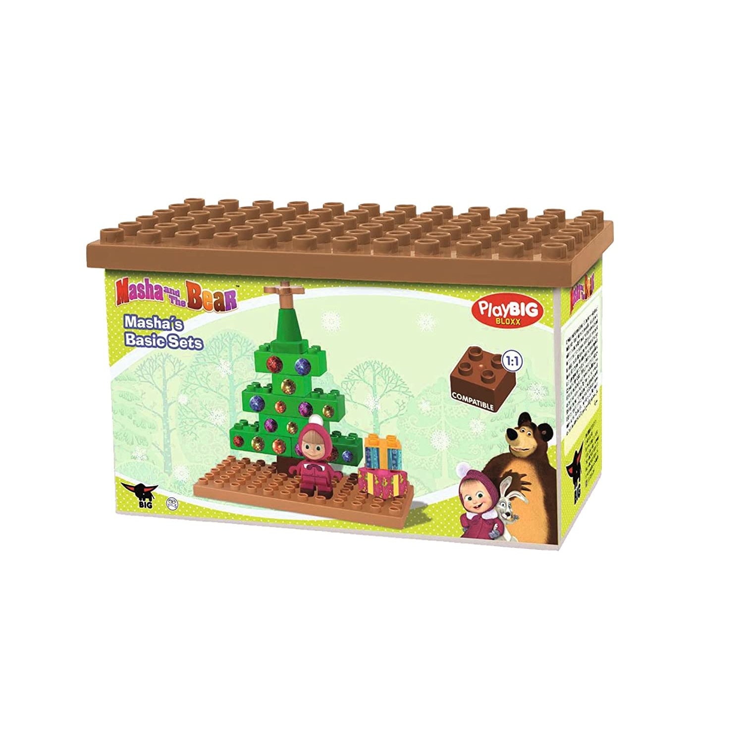 Set cuburi Masha si ursul, Pom de Craciun si Masha, 13 piese, PlayBig ...