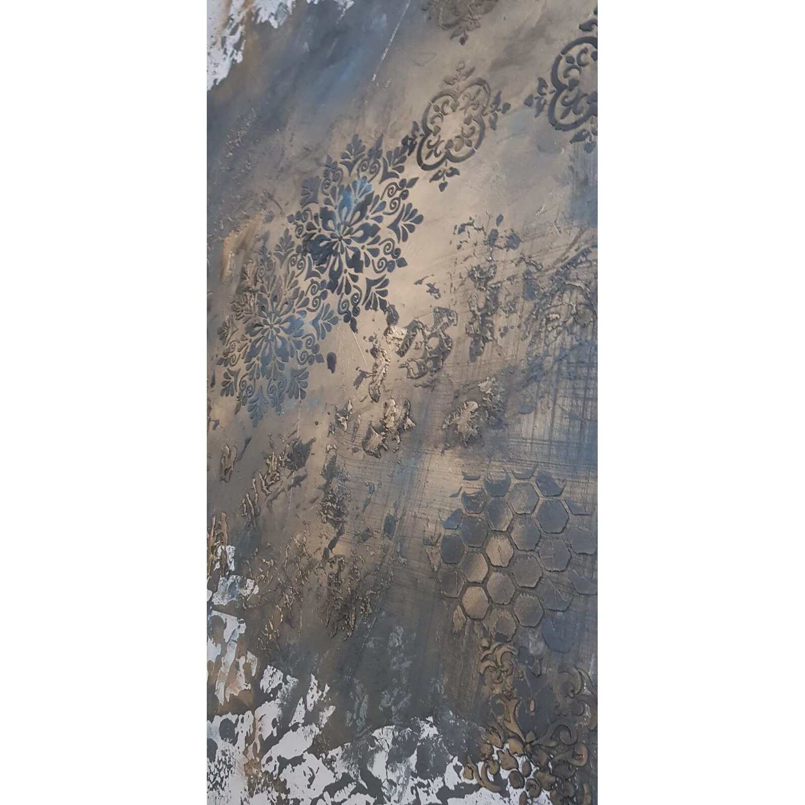 Sablon 3D, Hexagonal 20x20 cm, reutilizabil, plastic, alb - eMAG.ro