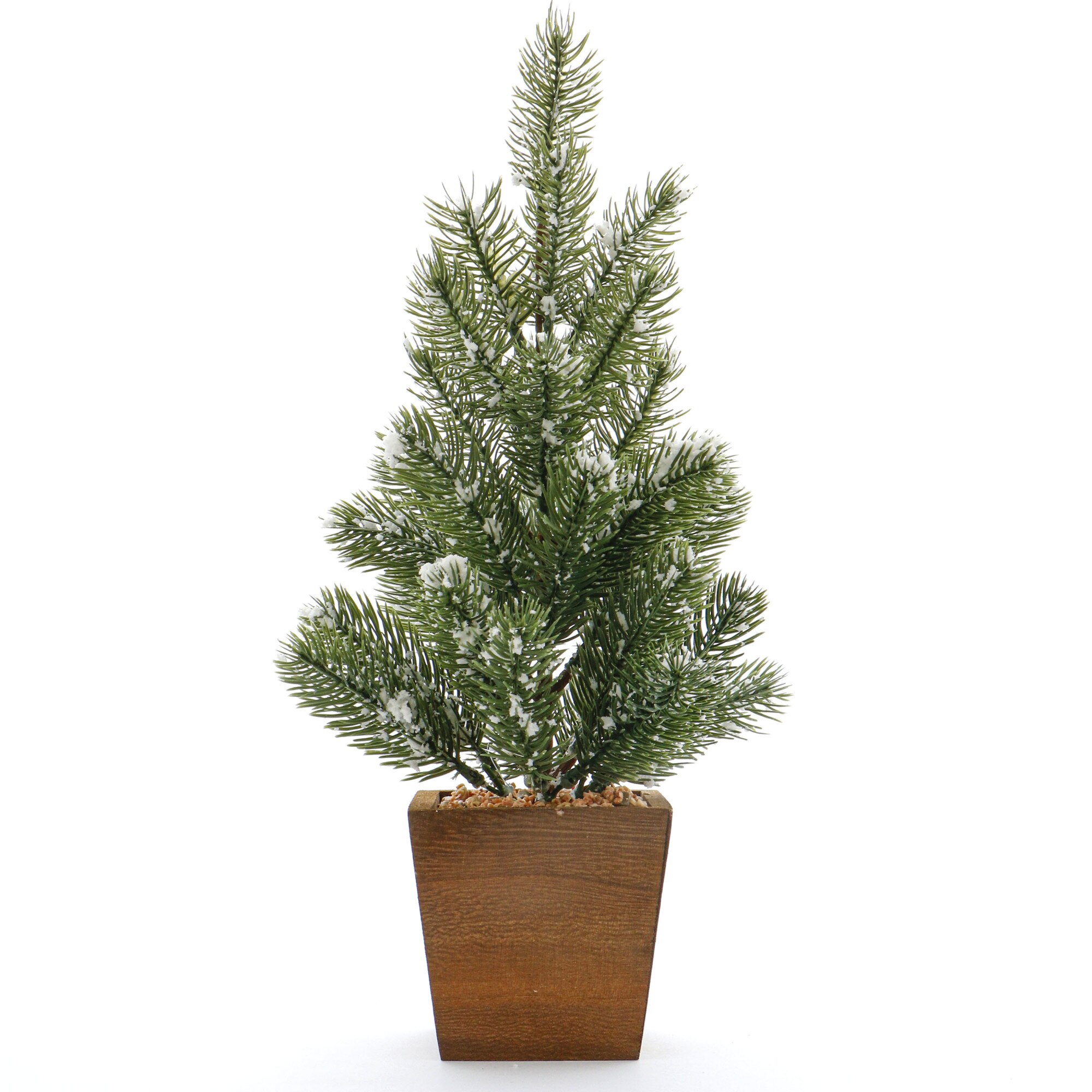Bradut artificial decorativ Kring, pentru Craciun, in ghiveci de lemn ...