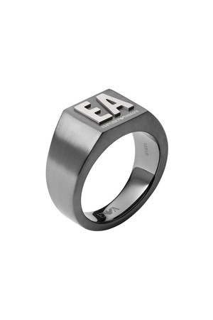 Emporio Armani, Inel de otel cu logo, Argintiu inchis, Argintiu, 64 MM ...