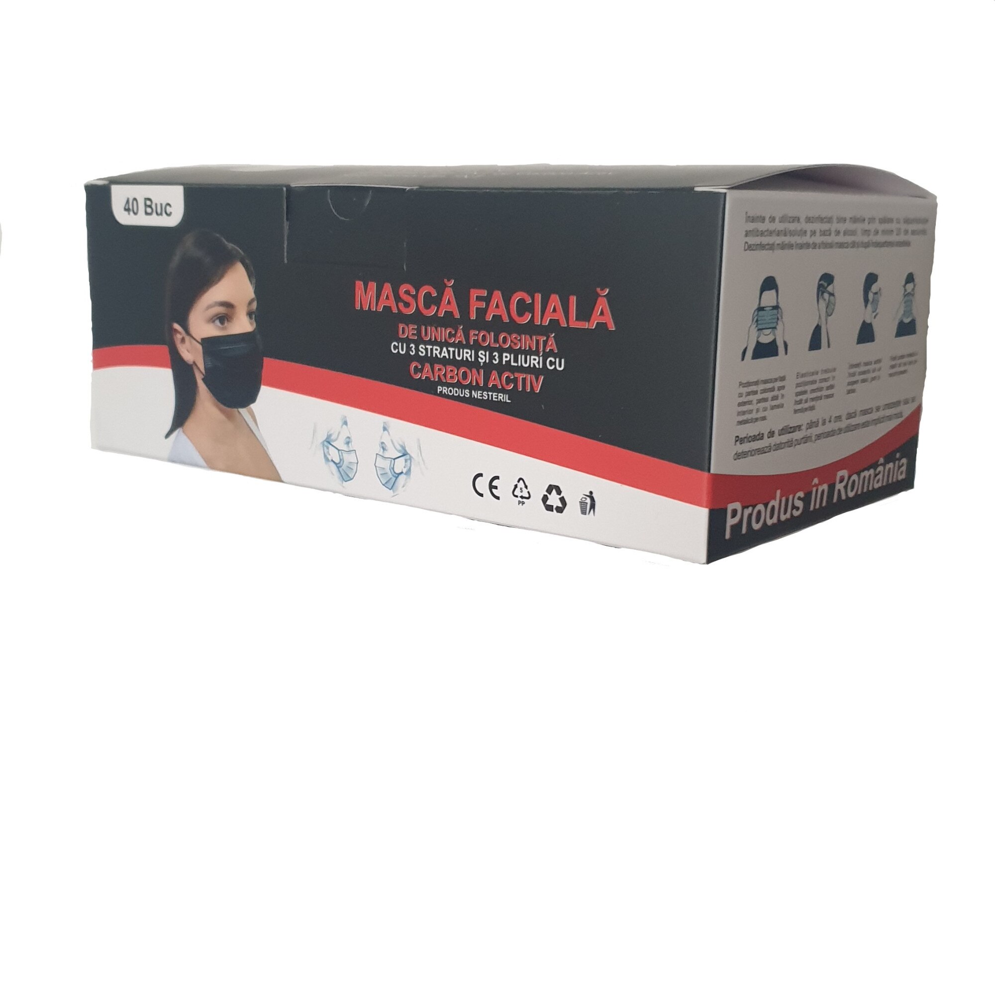 Masca chirurgicala medicala, Set 40 bucati, TIP 2, BFE 98%, 3 straturi ...