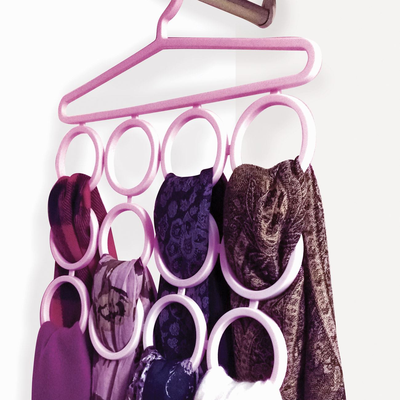 Umeras din plastic, Zola, pentru esarfe cu 12 locuri, roz - eMAG.ro