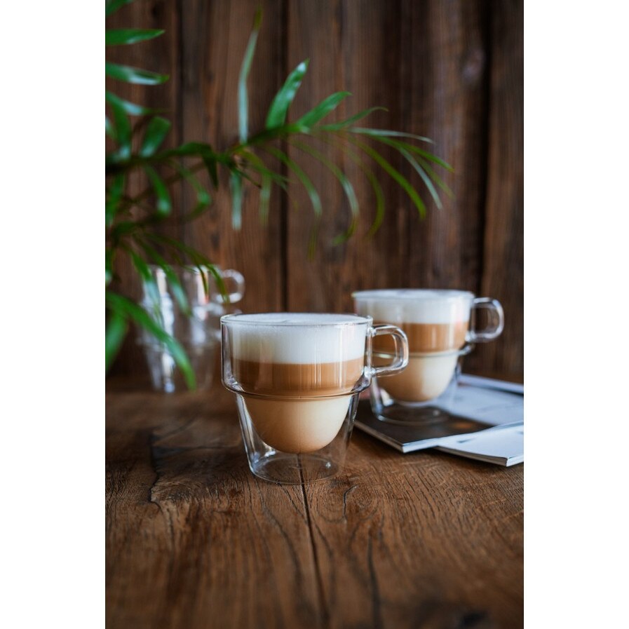 Set 6 cani de cafea si ceai cu pereti dubli, Vialli Design, sticla cu ...