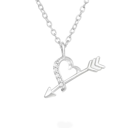 Колие със сърце и стрела - сребро 925 - eMAG.bg