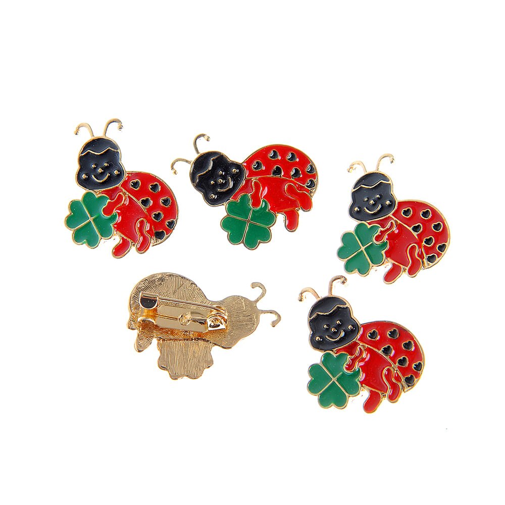 Set 5 brose martisor buburuze cu trifoi, Meli Melo Paris - eMAG.ro