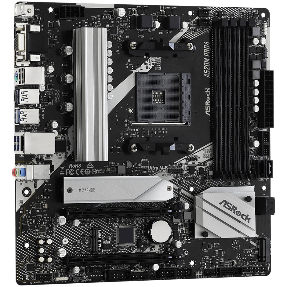 Дънна платка ASRock A520M PRO4, Socket AM4 - eMAG.bg