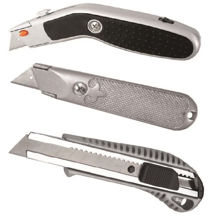 Set 3 cuttere profesionale, 2 cuttere retractabile si un cutter fix, cu ...