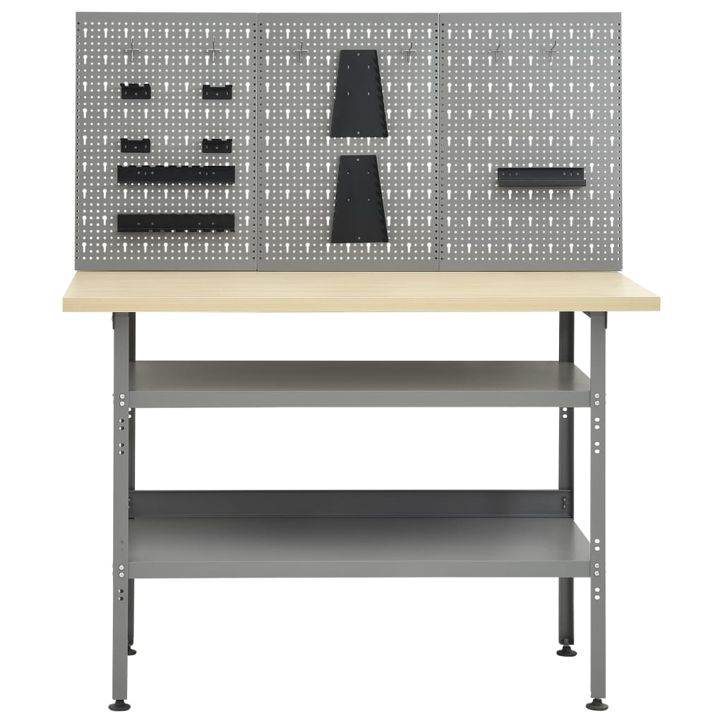 Banc de lucru cu panouri pentru atelier/garaj, vidaXL, Otel, 120 x 60 x ...