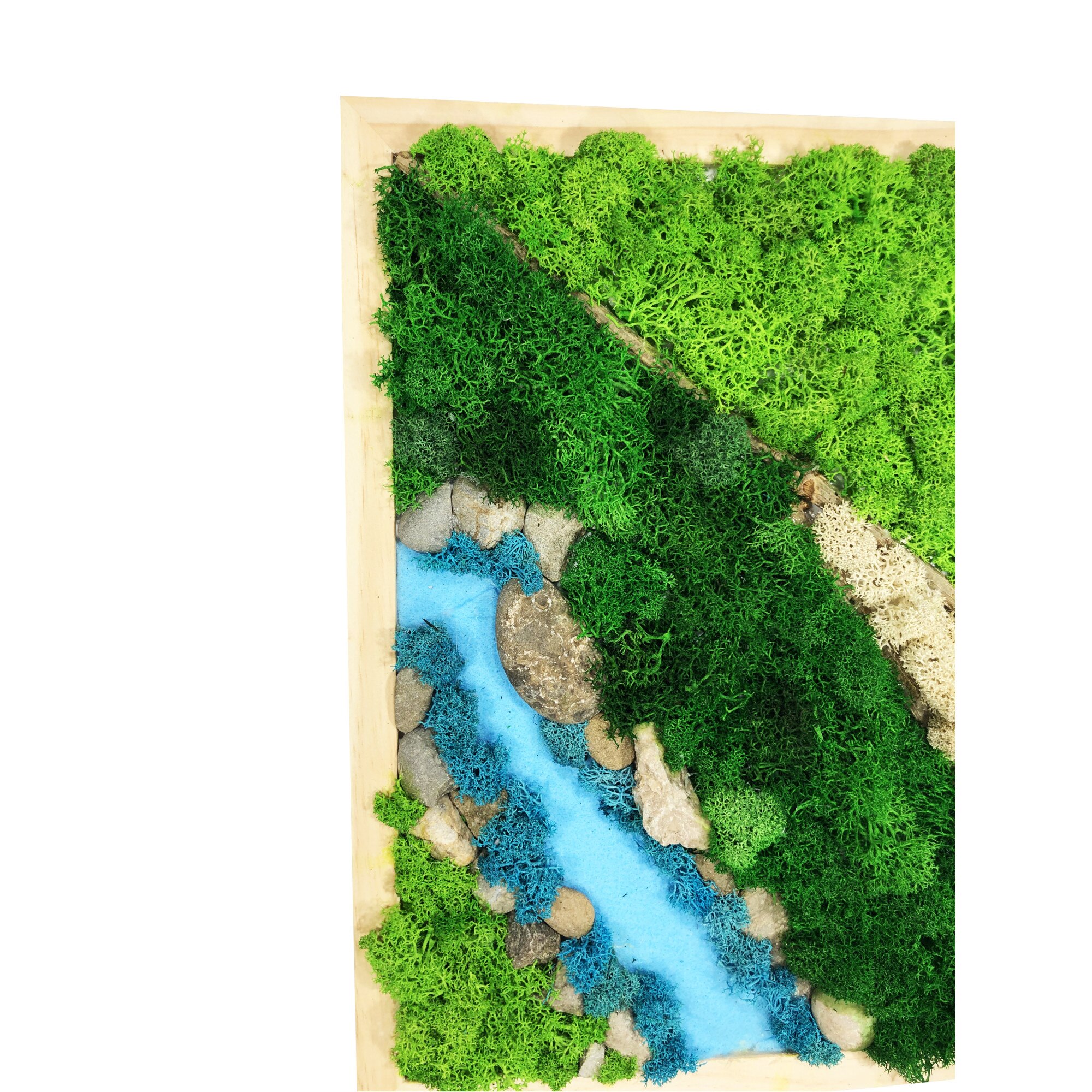 Tablou perete handmade, Padure cu rau, cu licheni stabilizati, A4 - eMAG.ro