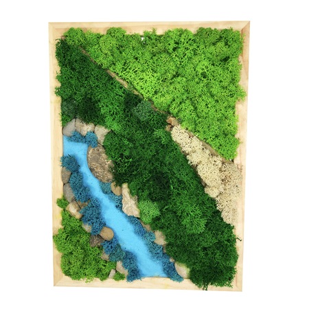 Tablou perete handmade, Padure cu rau, cu licheni stabilizati, A4 - eMAG.ro