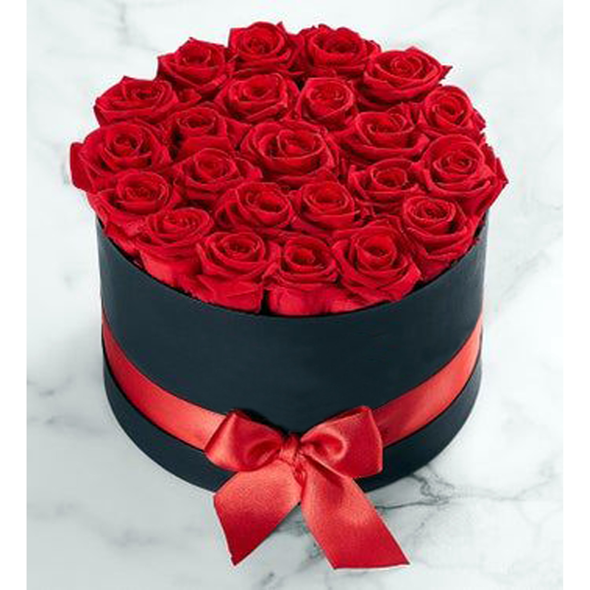 Aranjament floral Gardinea Domain 25 trandafiri rosii, in cutie neagra - eMAG.ro