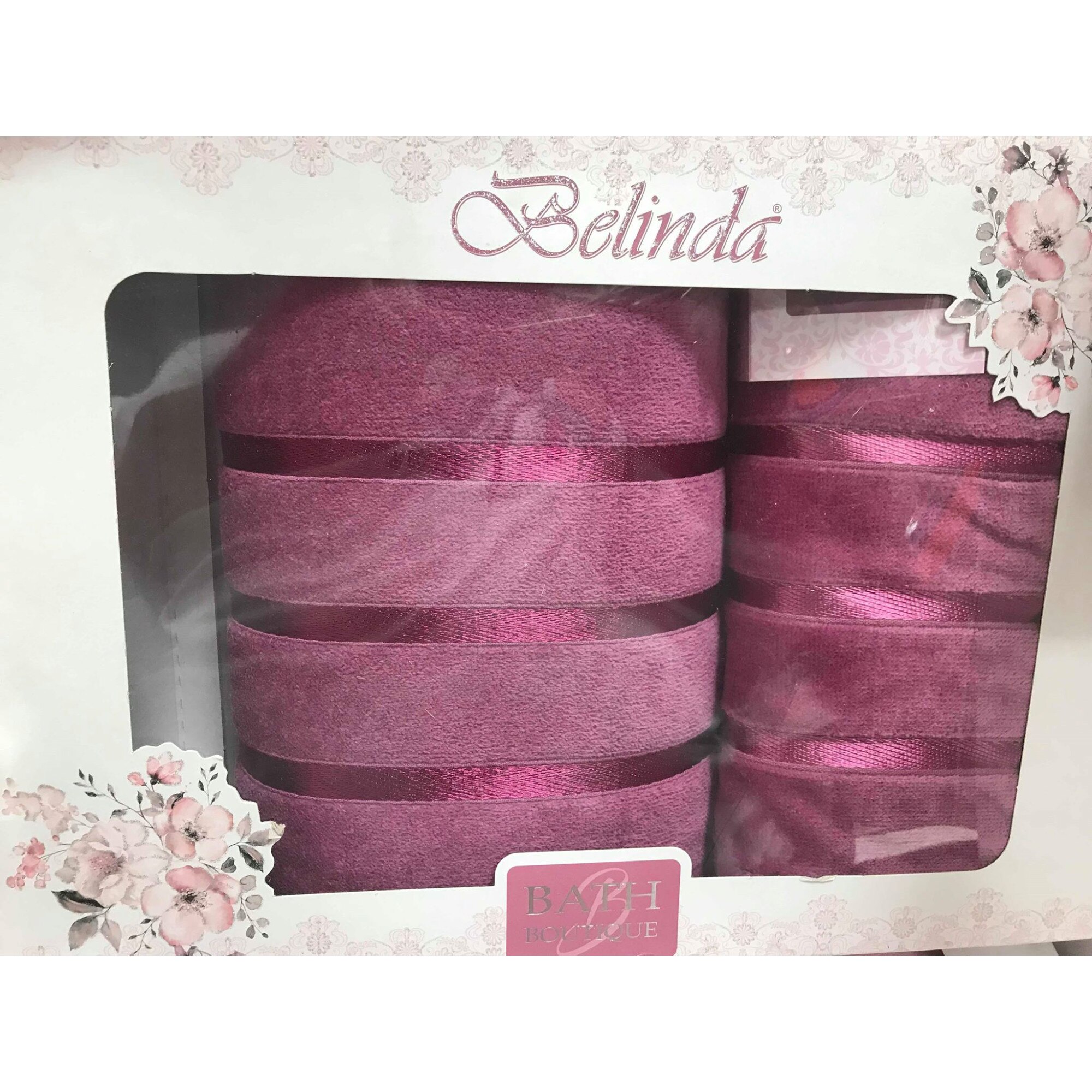 Set 2 prosoape Belinda cu 2 fete, culoare ciclam - eMAG.ro