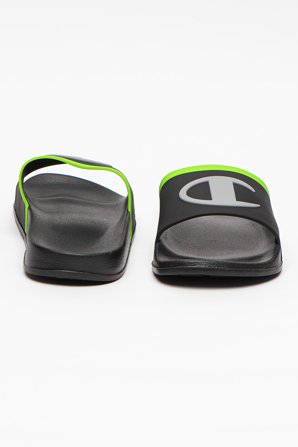 Champion, Papuci cu logo James, Negru/Verde neon, 43 - eMAG.ro