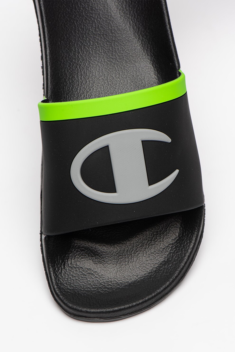 Champion, Papuci cu logo James, Negru/Verde neon, 43 - eMAG.ro