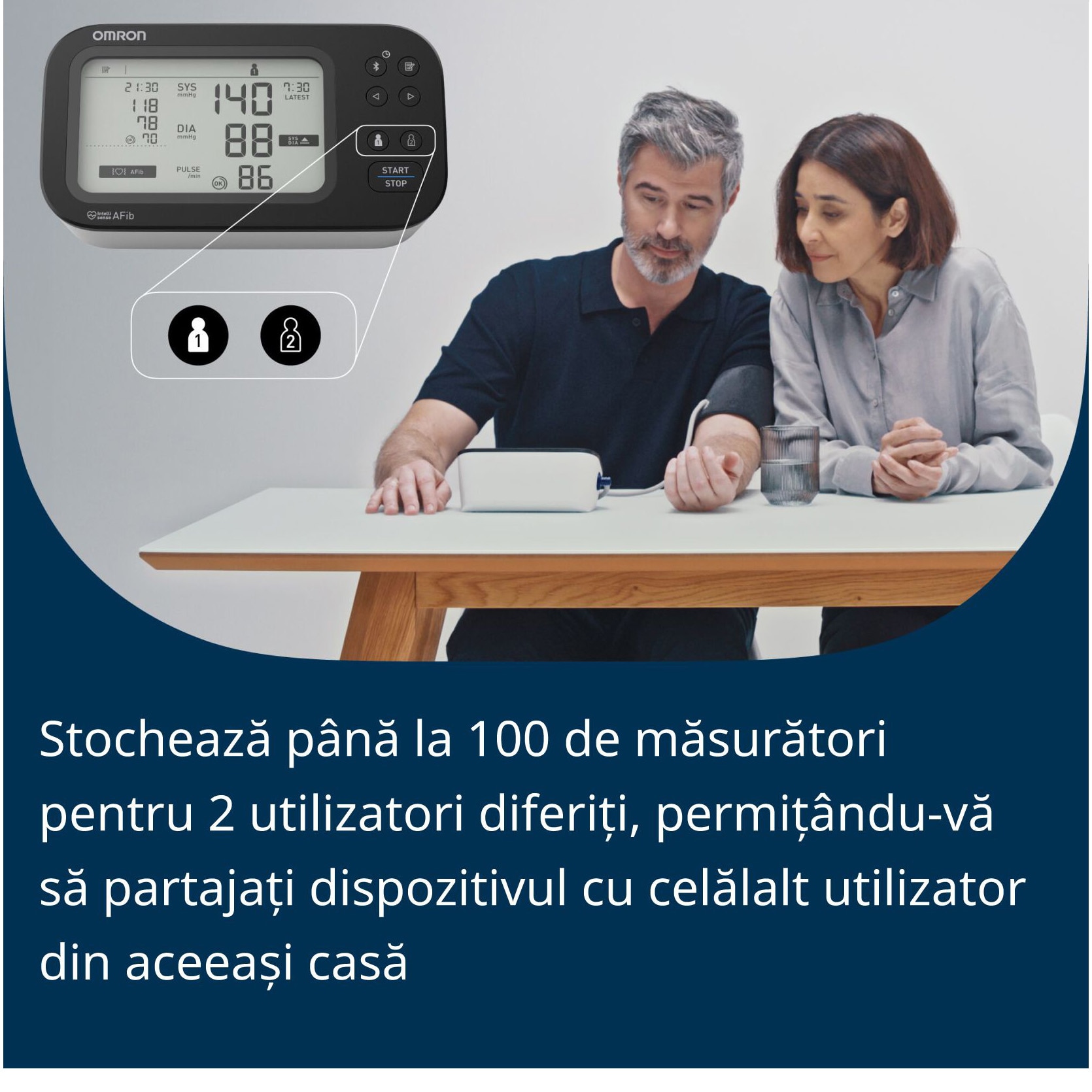 Tensiometru de brat automat OMRON M7 IT AFib, Tehnologie Intellisense ...