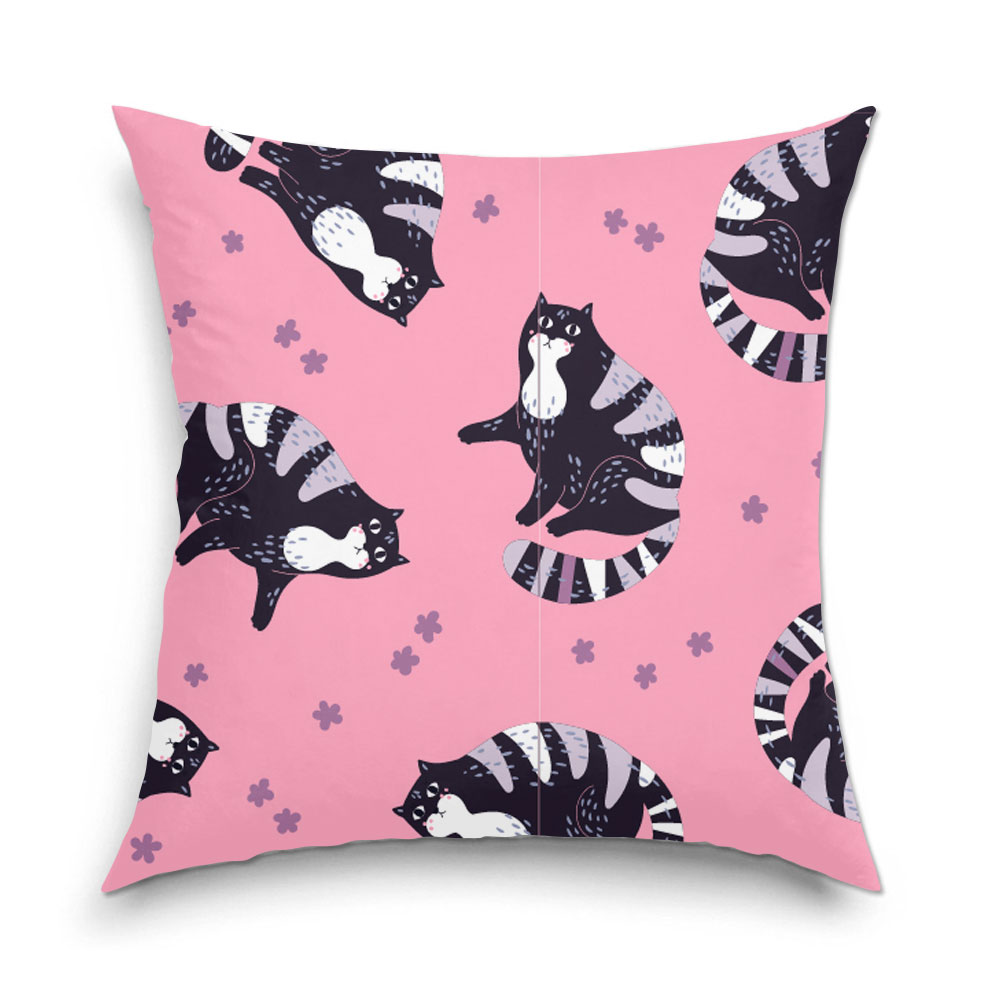 Perna decorativa pentru copii Art Kids, Pisici tigrate pe fundal roz ...