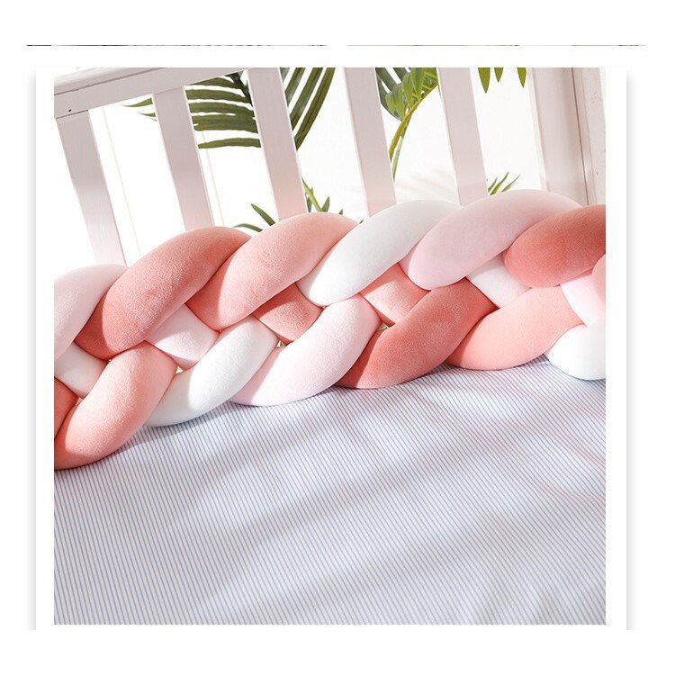 Protectie laterala patut bebe bumper impletit BathVision Roz Alb 3m ...