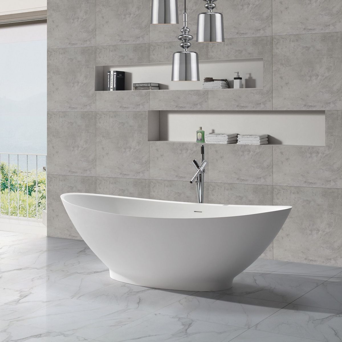 Cada de baie Ego-Azur, 186 cm, free-standing, design modern, compozit ...