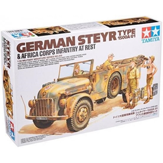 Tamiya Steyr Type 1500A/01 & Africa Corps Infantry Német katonai autó ...