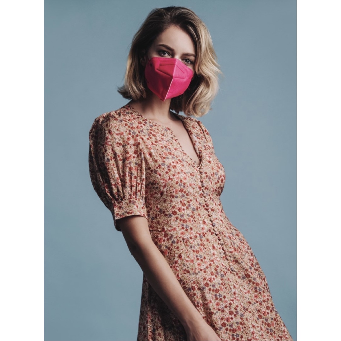 Masca colorata de protectie KAZE FFP2, KN95, 5 straturi, BFE>99.9% ...