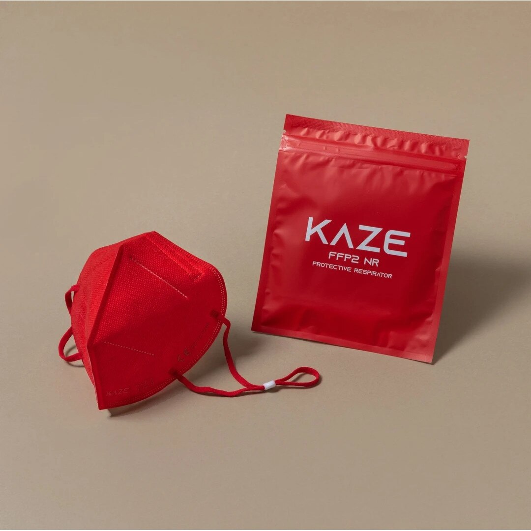 Защитна маска KAZE FFP2/KN95, 5 слоя, BFE> 99,9% - Червен - Racing red ...