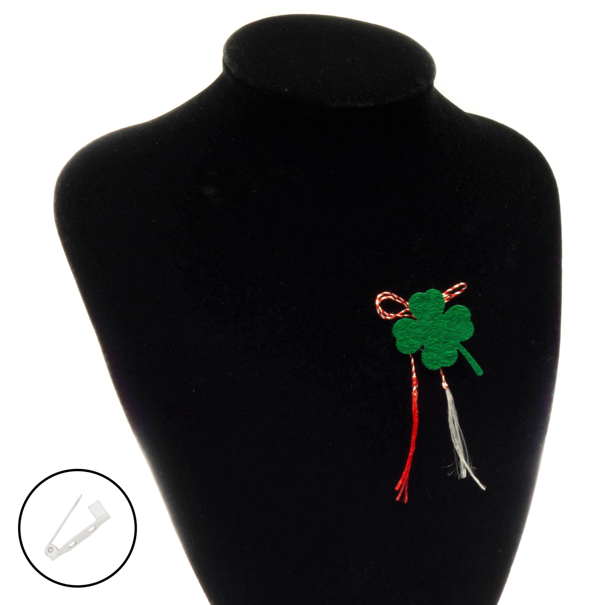 Martisor Brosa, Buticcochet, trifoi cu patru foi, din fetru, verde ...