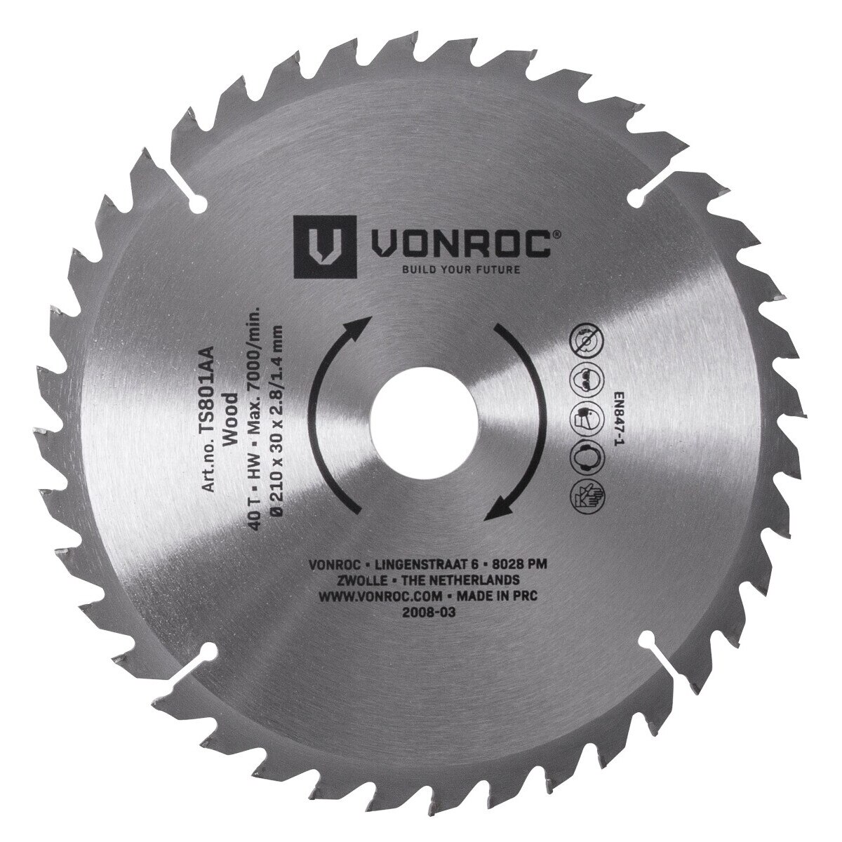 VONROC TS801AA körtárcsa fametszésre, 210 x 30x2,8 / 1,6 mm, 40T - eMAG.hu