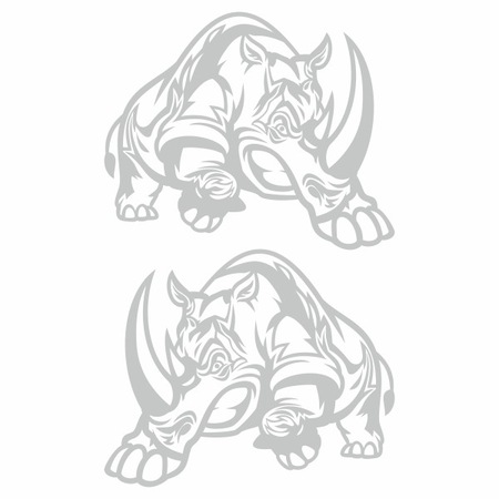 Set 2 stickere cu rinocer pentru masini off-road, Priti Global, Alb, 47 ...