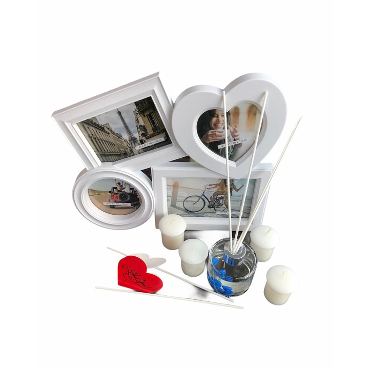 Set cadou cu rama foto, lumanari parfumate, odorizant camera cu ...
