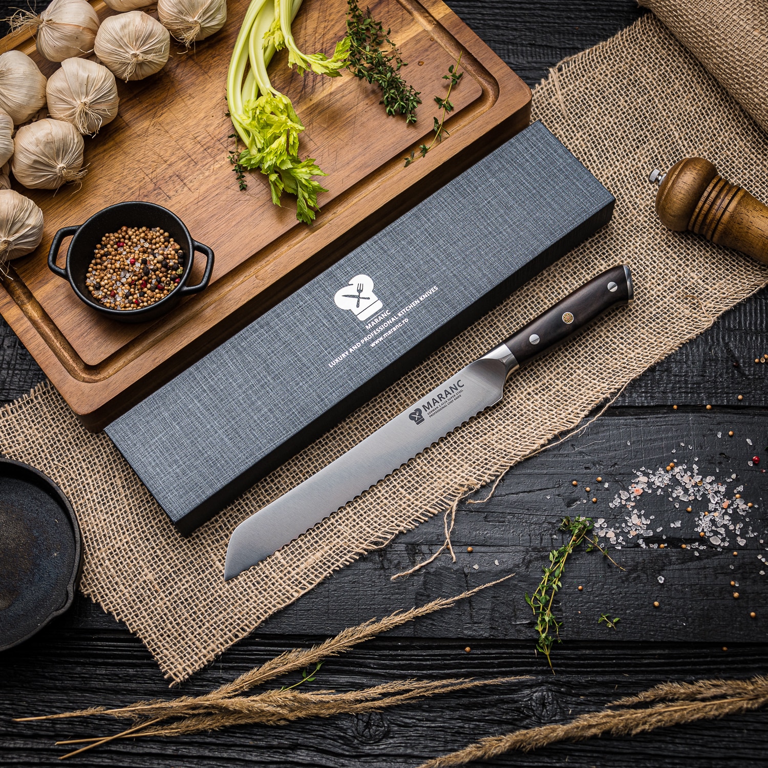 Maranc professzionális kenyérvágó kés, német acél, 22,8 cm, M122 - eMAG.hu