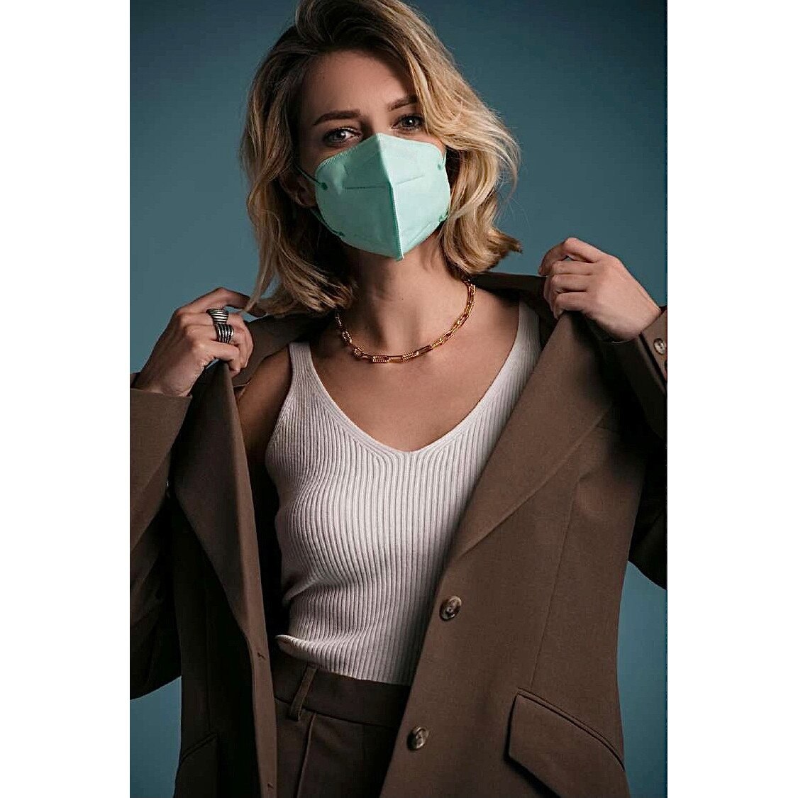 Masca colorata de protectie KAZE FFP2, KN95, 5 straturi, BFE>99.9% ...