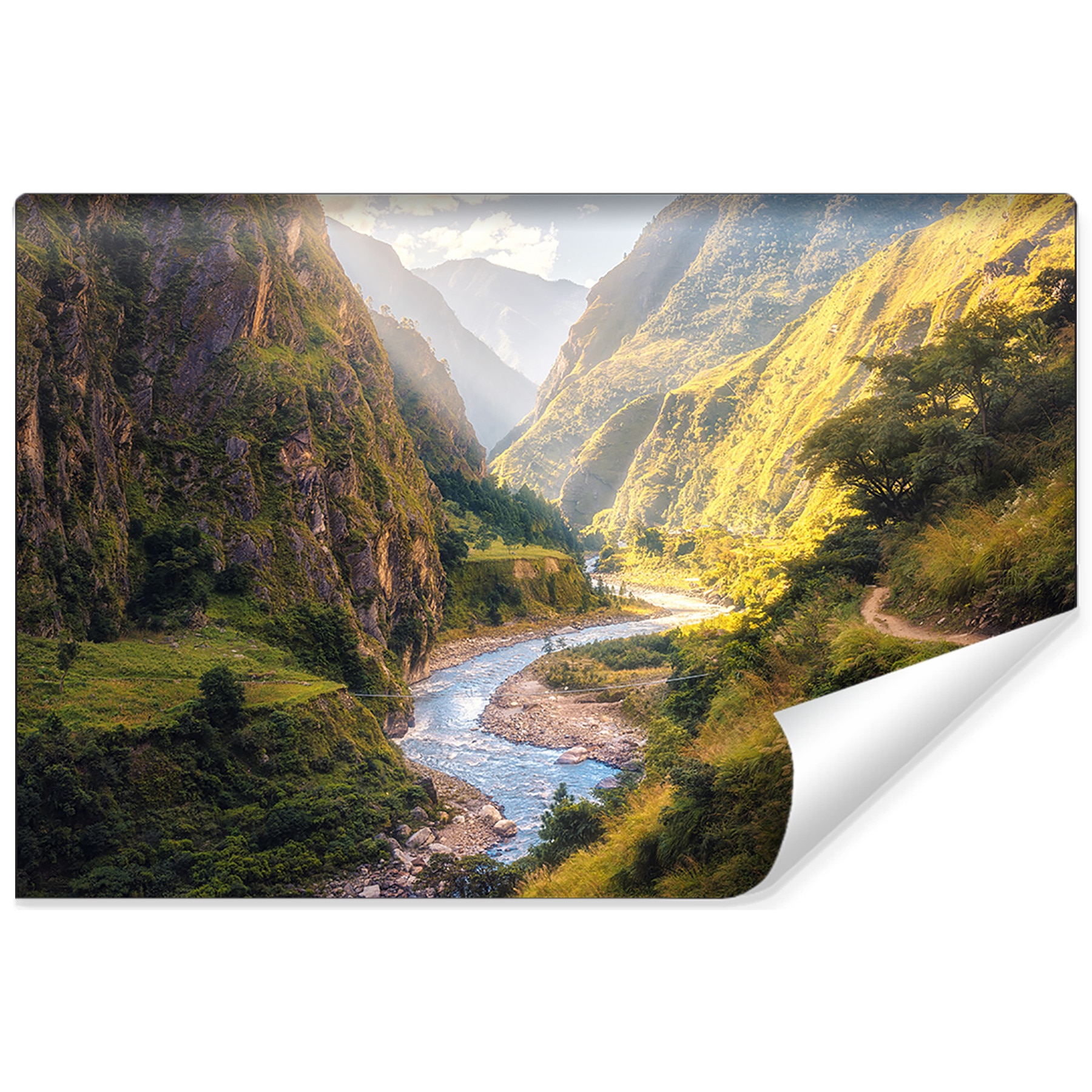 Fototapet Padure Munti Living 225cm x 150cm Rau, Decorativ, Vedere ...