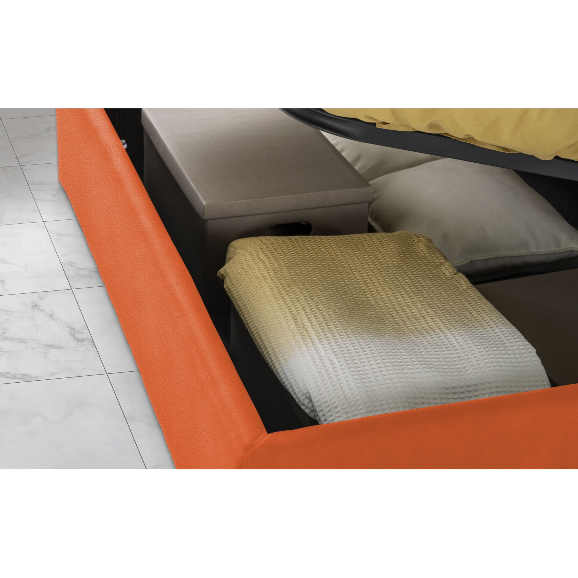 Pat Tapitat Rabatabil cu Lada Depozitare, 80x200 cm, Giorno Promo ...