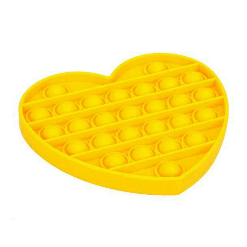 Jucarie senzoriala din silicon forma inima galben Pop it Fidget Toy Pop ...