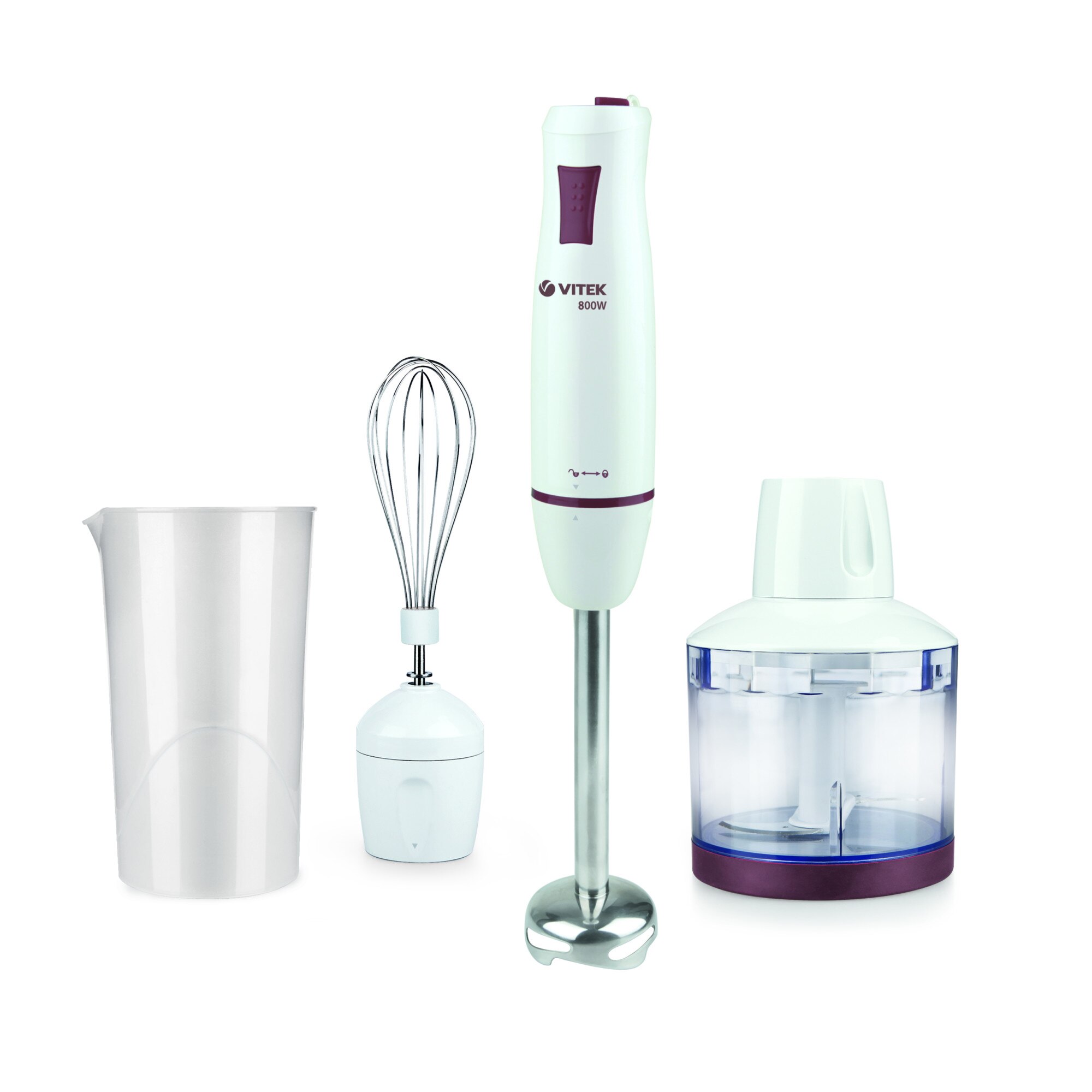 Ръчен пасатор VITEK VT-8522, 800 W, 20 скорости, чопър 500 ml, градуирана пластмасова чаша 600 ...