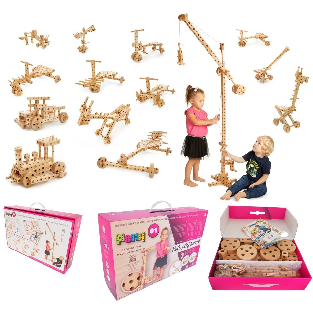 Set constructie din lemn PONY01, 120 piese - eMAG.ro