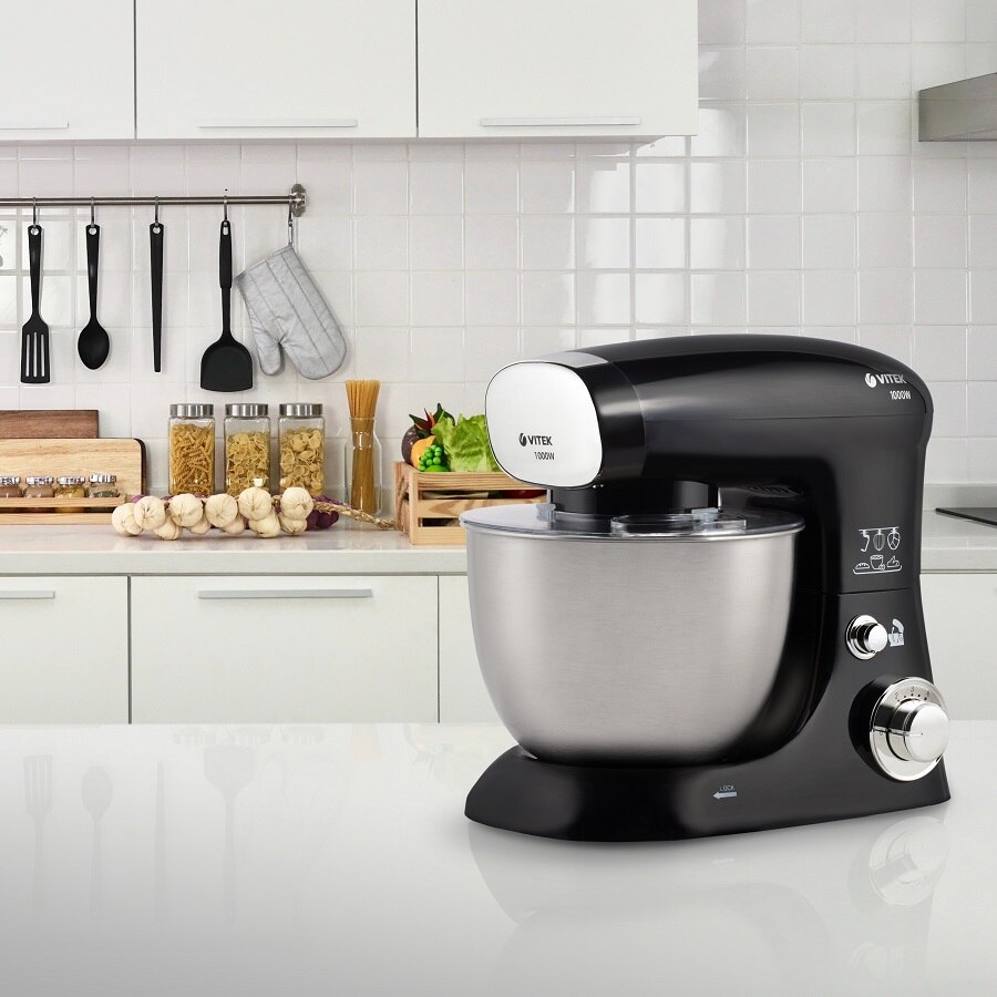 Robot de bucatarie VITEK VT-1437, 1000W, angrenaje metalice, bol inox 4L, 6 viteze, agitator p/u ...