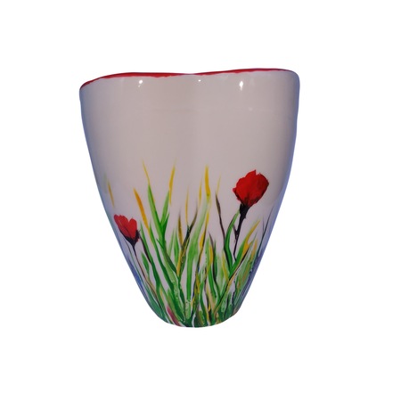 Vaza ceramica in forma de inima, pictata manual, 12x10 x 16,5cm - eMAG.ro