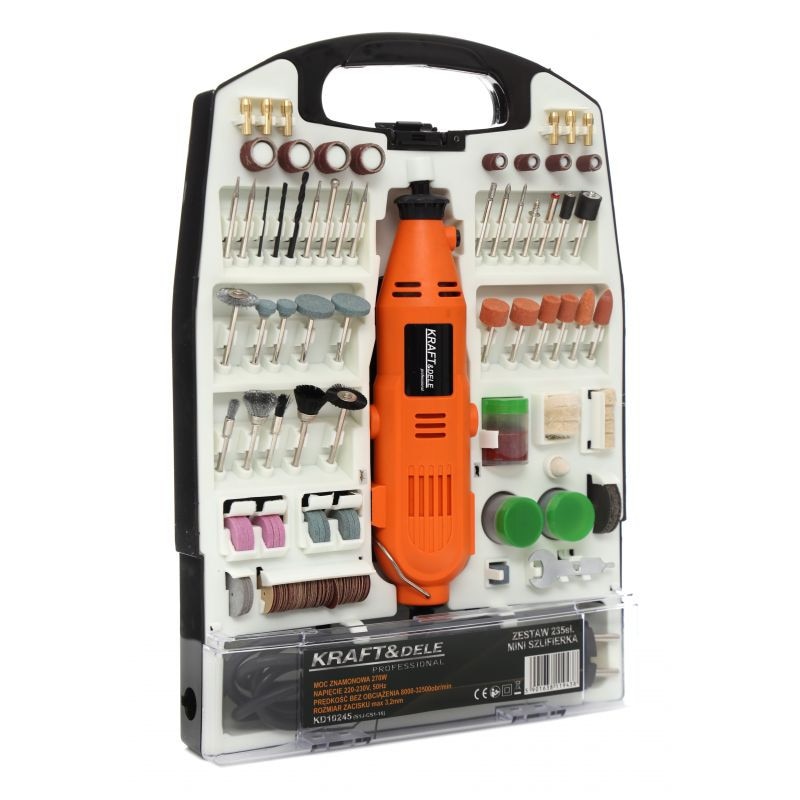 Mini freza electrica 270W 235 piese 32500 rpm KD10245 KraftDele - eMAG.ro
