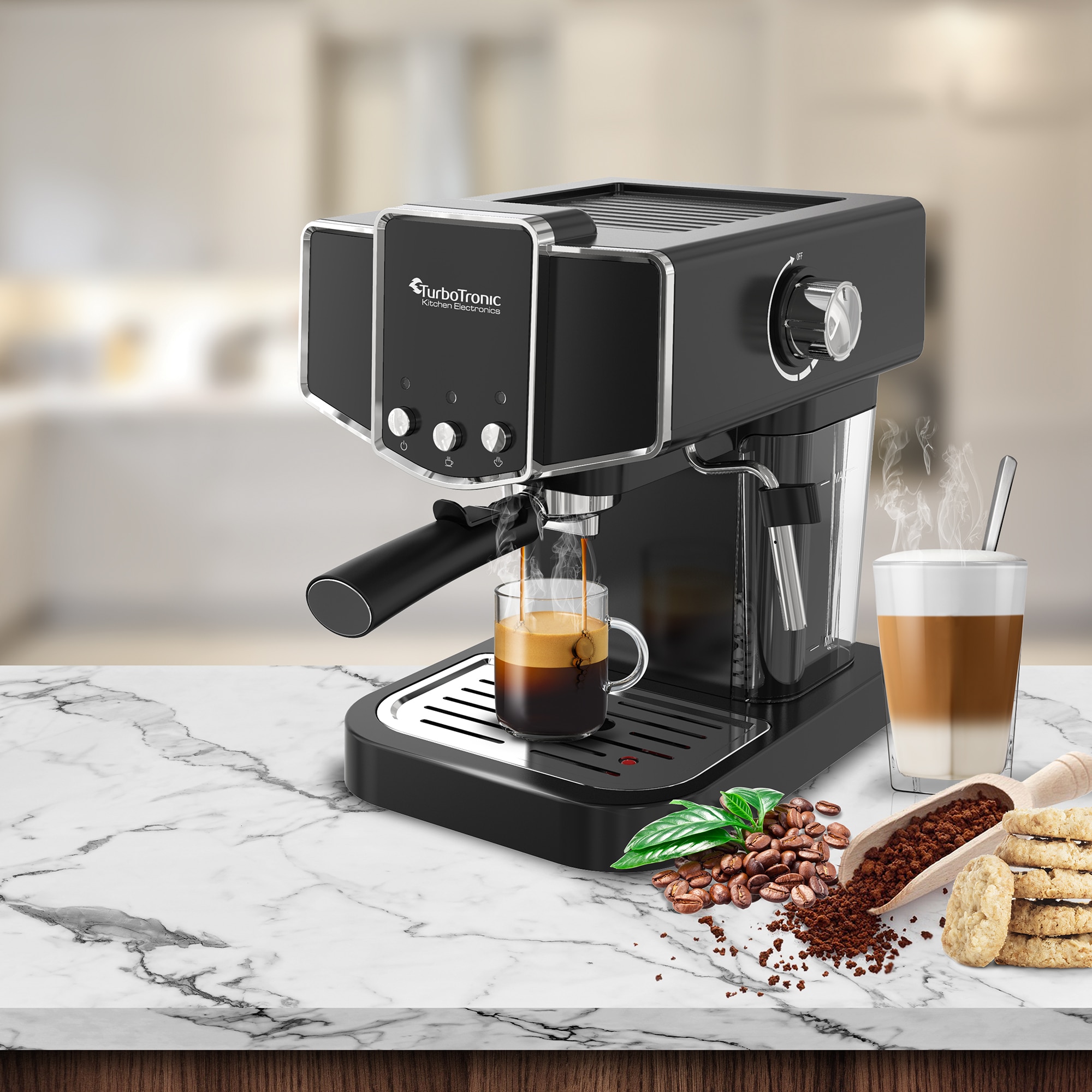 Espressor manual TurboTronic TT-CM23, Dispozitiv spumare, Sistem ...