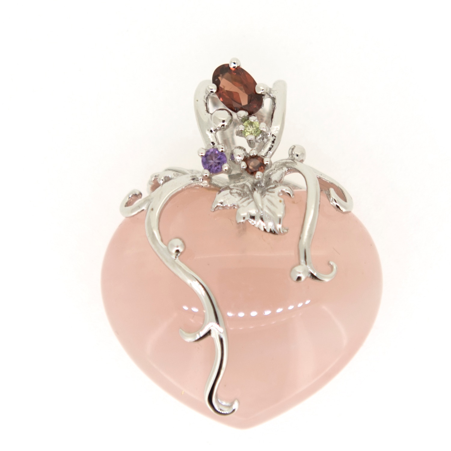 Medalion cuart roz, granat, ametist, argint - eMAG.ro