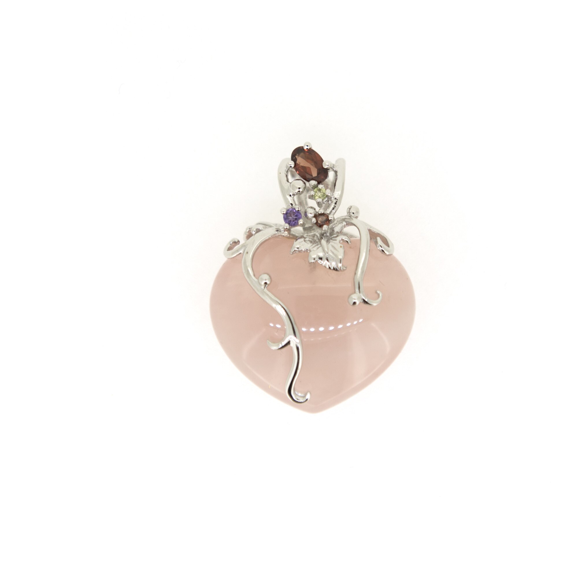 Medalion cuart roz, granat, ametist, argint - eMAG.ro