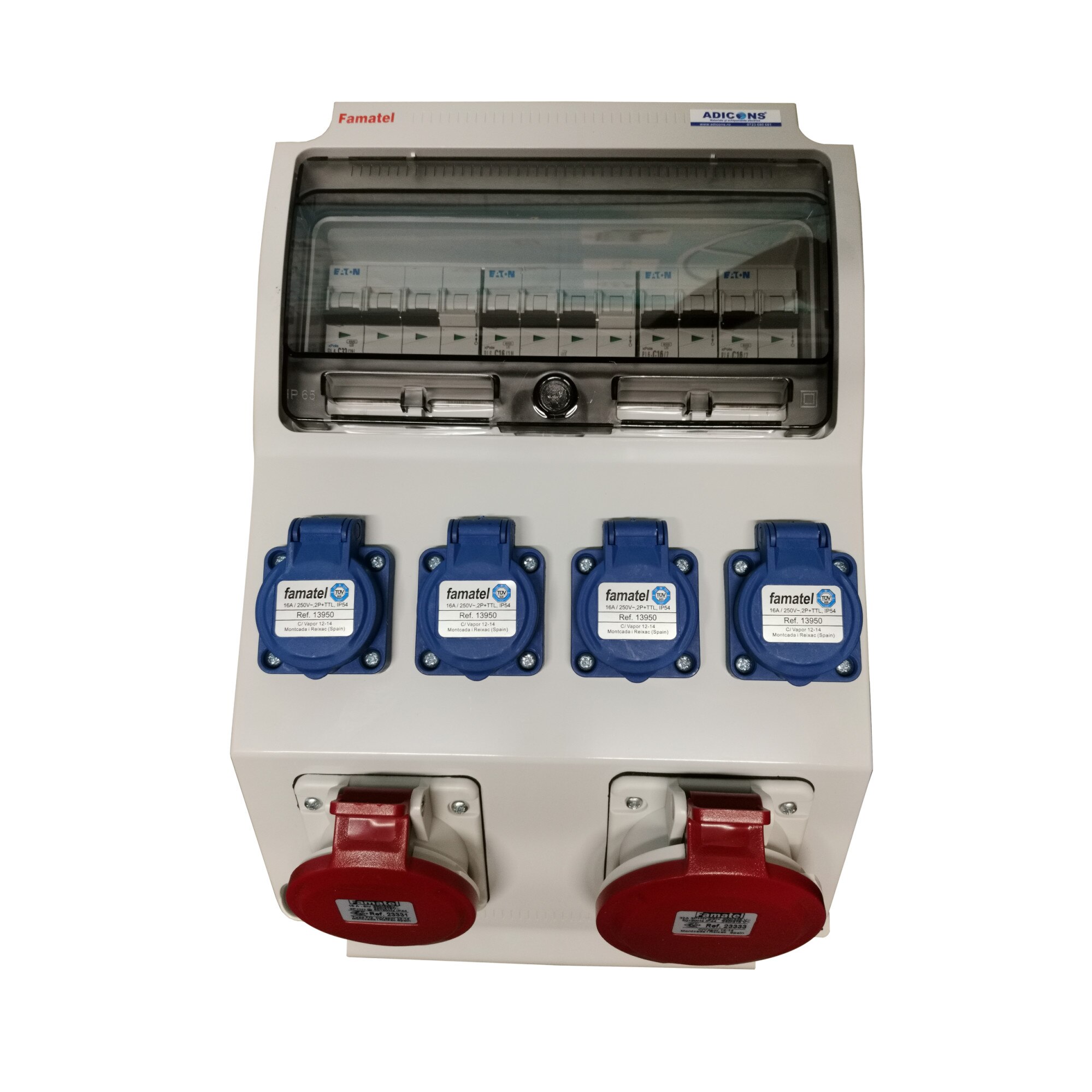 Tablou electric Famatel echipat cu o priza trifazata 5P 16A + o priza ...