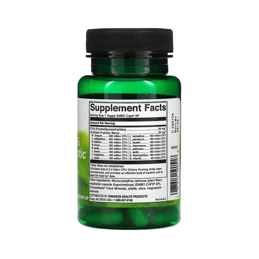 Swanson Ultimate 16 Strain Probiotic with Fos - 60 Capsule - eMAG.ro